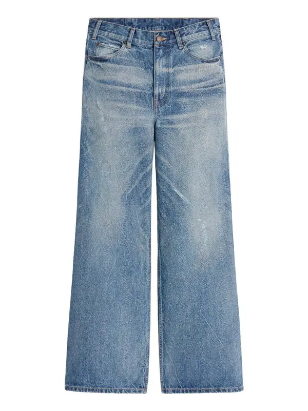 Celine Flared Surf Jeans In Summer Dazed Wash Denim - Indigo