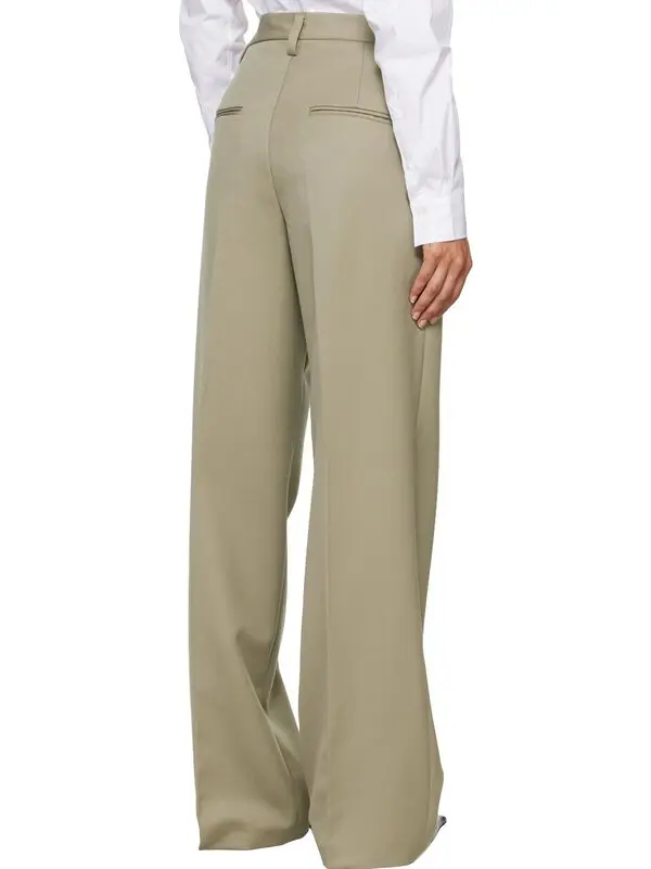 ANINE BING Carrie High Waist Wide-leg Trousers - Green Khaki