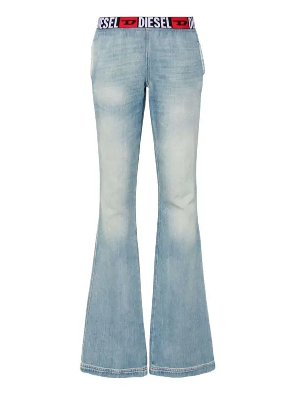 DIESEL® Bootcut Jeans With Logo Waistband - Light Blue