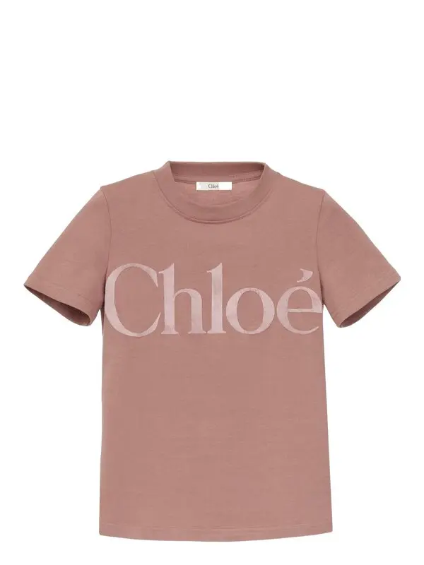 Chloé Logo Detailed Crewneck T-shirt - Dried Rose