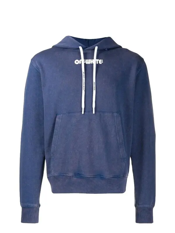 Off-White Logo Printed Hooded Sweater - Blue