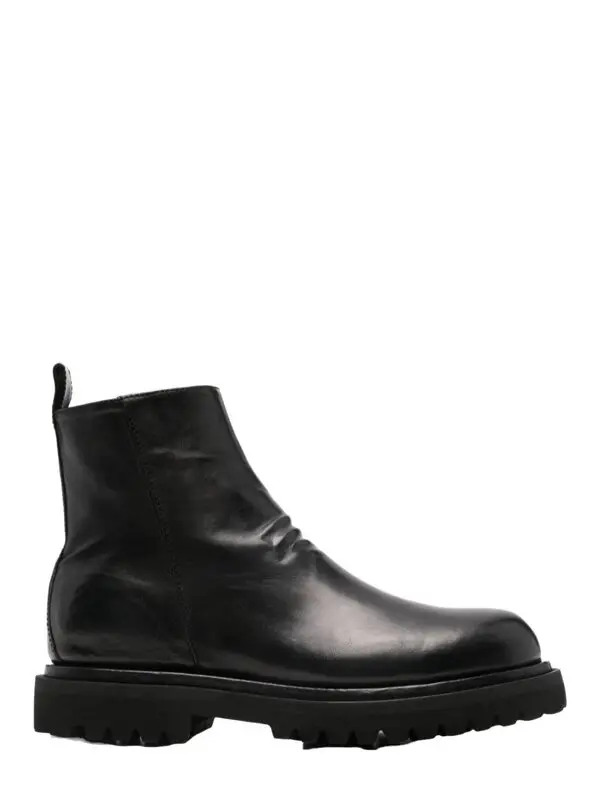 Officine Creative Side Zipper Ankle Boots - Black