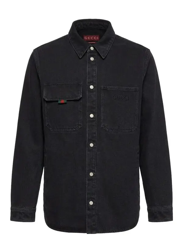 Gucci Collared Long-sleeve Shirt - Dark Gray