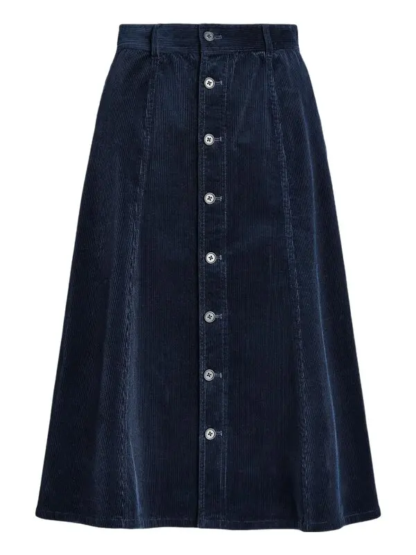 Ralph Lauren Corduroy A-line Midi Skirt - Navy