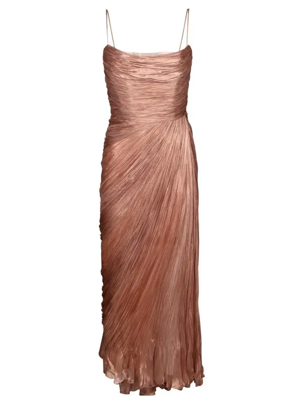 MARIA LUCIA HOHAN Ruched Pleated Gown - Brown