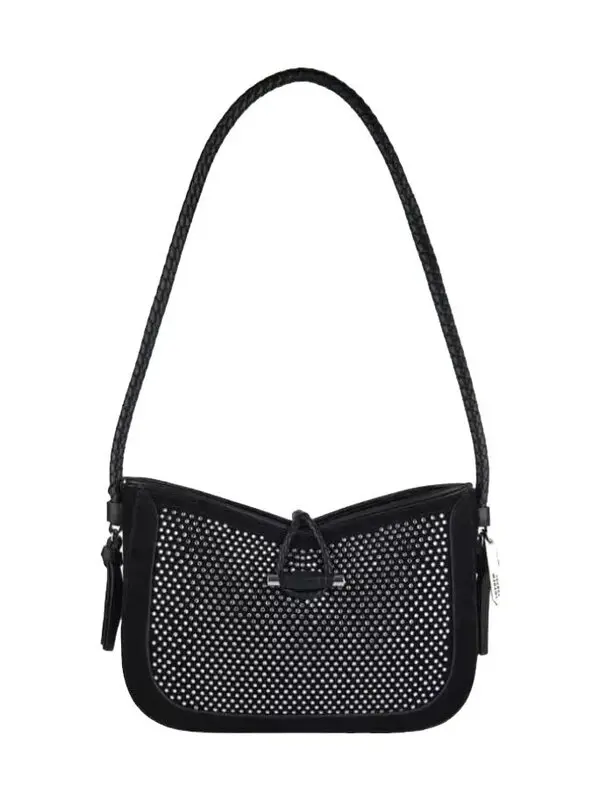 Isabel Marant Étoile Logo Embossed Embellished Shoulder Bag - Black