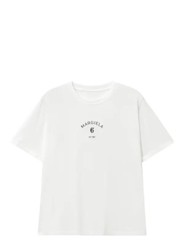 MAISON MARGIELA Logo Printed Crewneck T-shirt - White