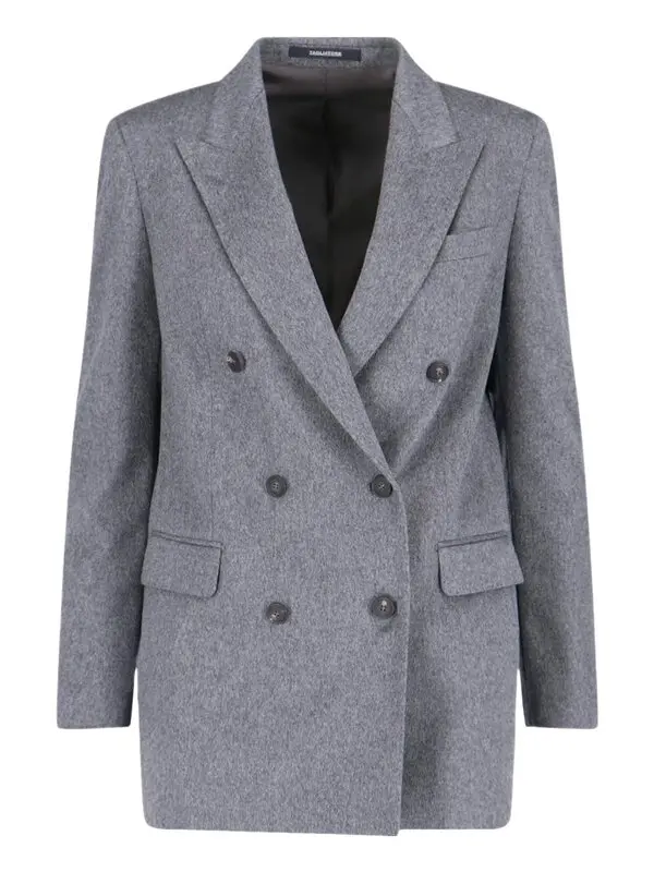 Tagliatore Jasmine Double-breasted Cashmere Blazer - Grey