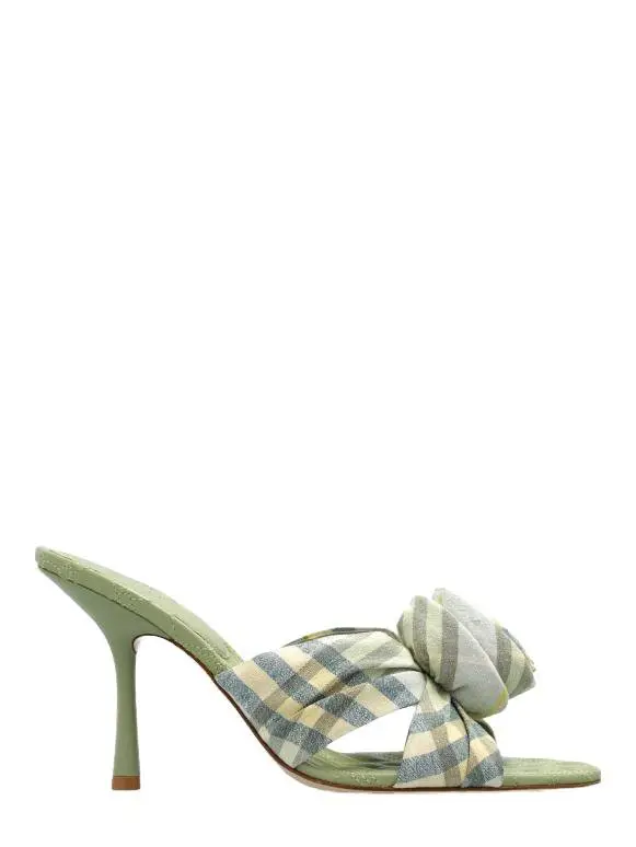Burberry Checked Stiletto Heeled Sandals - Green