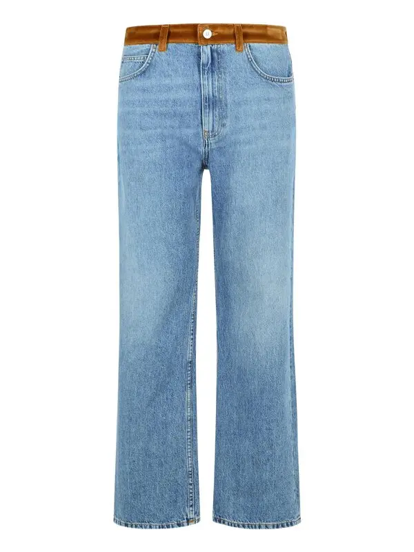 Marni Floral Patch Straight Leg Jeans - Light Blue
