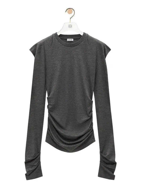 Loewe Long-sleeved Crewneck Knitted Top - Light Coal-gray Mixed Color