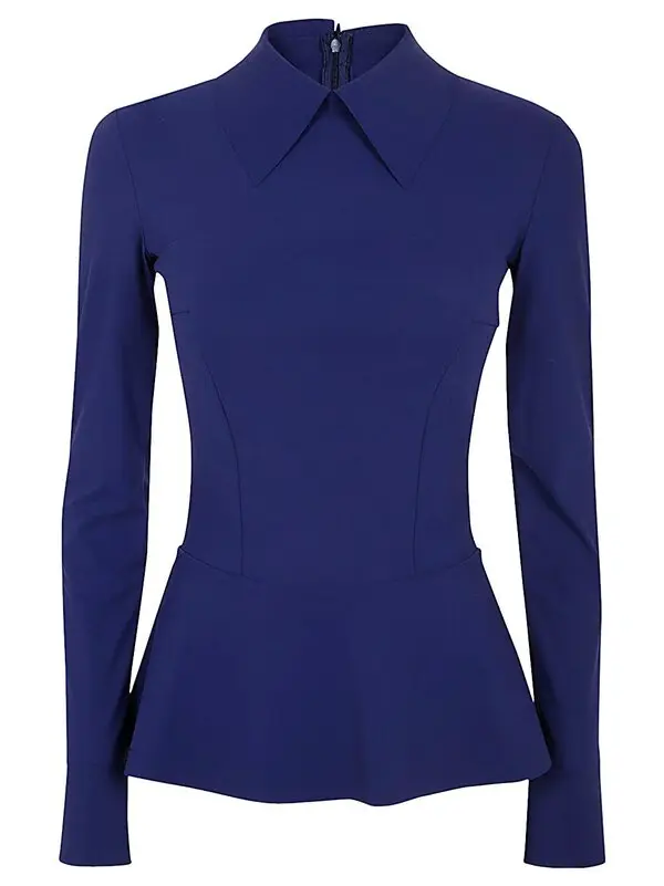 Chiara Boni La Petite Robe Asymmetrical Peplum Top With Lapels - Iris
