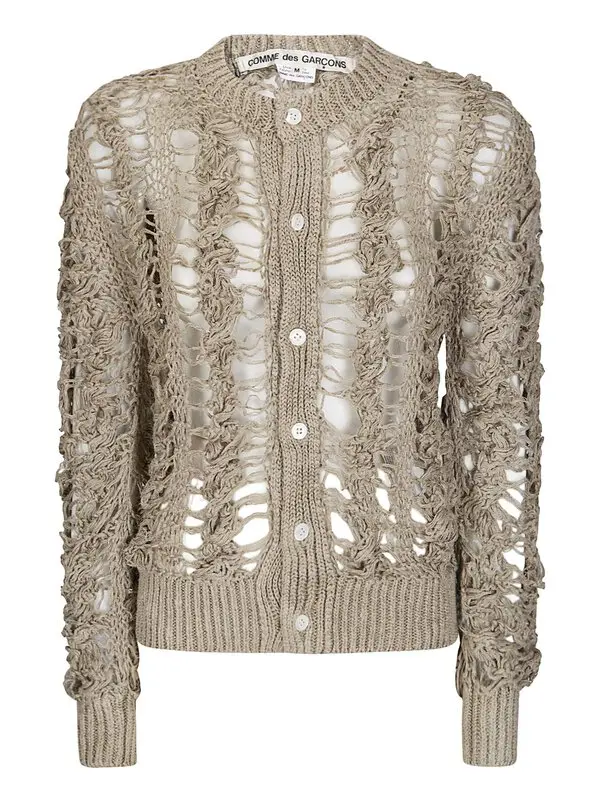 Comme Des Garçons Open-knitted Cardigan - Nude