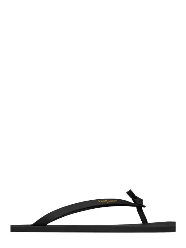 Saint Laurent Logo Lettering Thong Sandals - Black