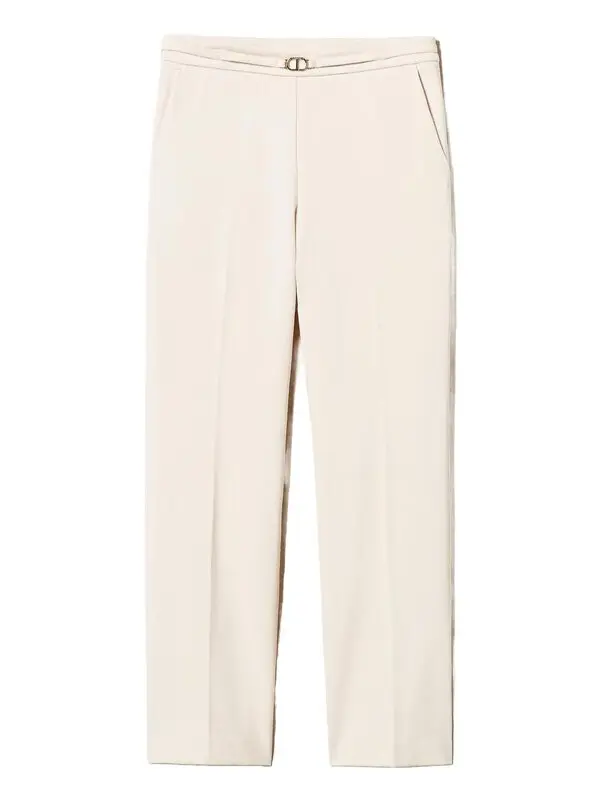 TWINSET Oval T Waist Strap Trousers - White 'lao Bai'