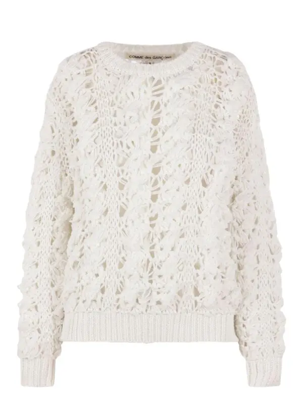 Comme Des Garçons Openwork Knit Pullover - White