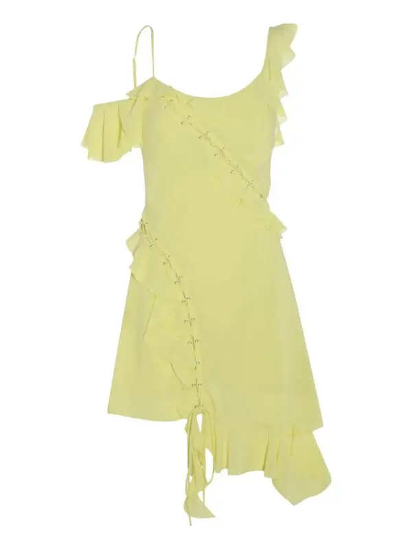 Acne Studios Asymmetrical Ruffled Dress With Lace Detail - Bright Yellow