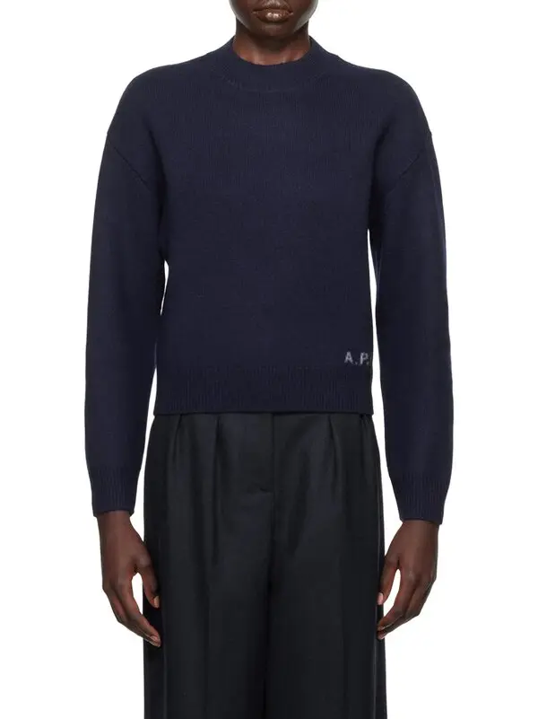 A.p.c. Crewneck Knitted Jumper With Ribbed Detailing - Black