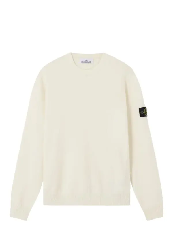 Stone Island Logo Patch Crewneck Jumper - Ivory