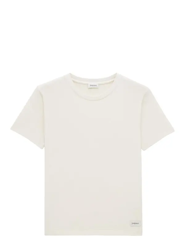 Saint Laurent Logo Patch Crewneck T-shirt - Natural