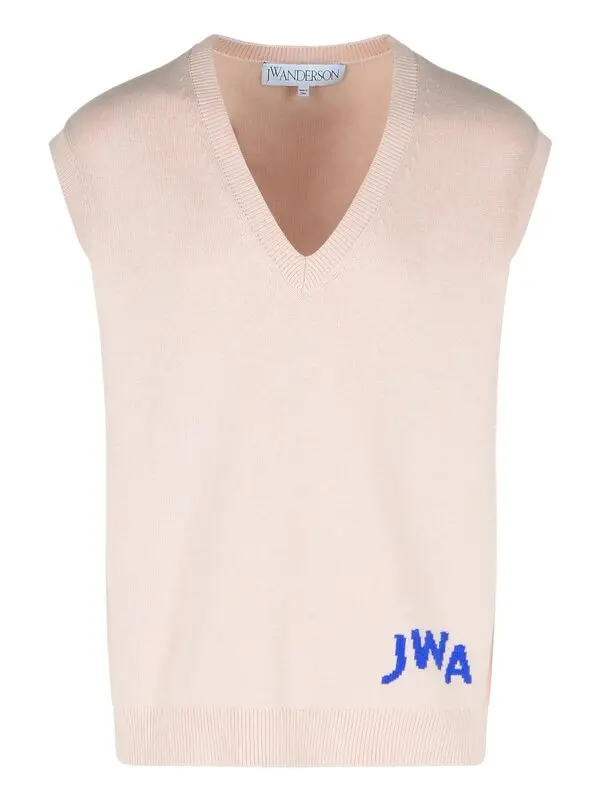 J.W.ANDERSON Jw Anderson Logo Embroidered V-neck Vest - Pink