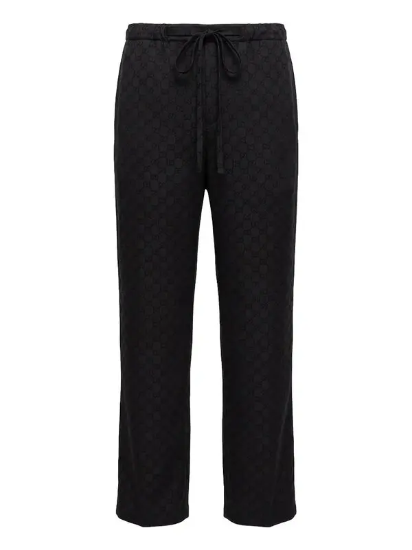 Gucci Gg Jacquard Drawstring Trousers - Black