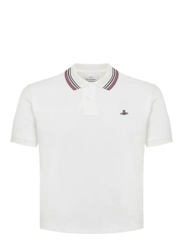 VIVIENNE WESTWOOD Embroidered Logo Short Sleeve Polo Shirt - White