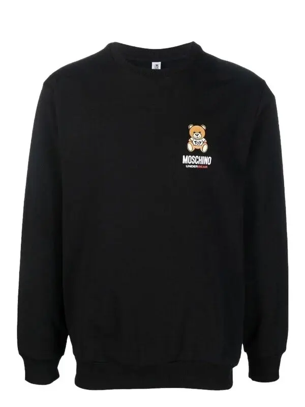 Moschino Teddy Bear Print Crew Neck Sweatshirt - Black