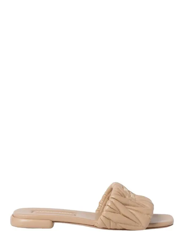 Miu Miu Logo Lettering Square Toe Sandals - Sand Beige