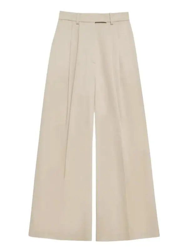 ANINE BING Lou Wide Leg Trousers - Beige