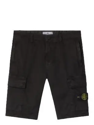 Stone Island Compass Motif Cargo Shorts - Black