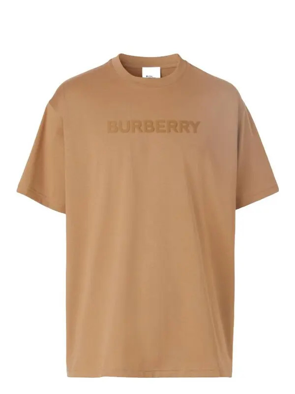 Burberry Logo Printed Crewneck T-shirt - Brown