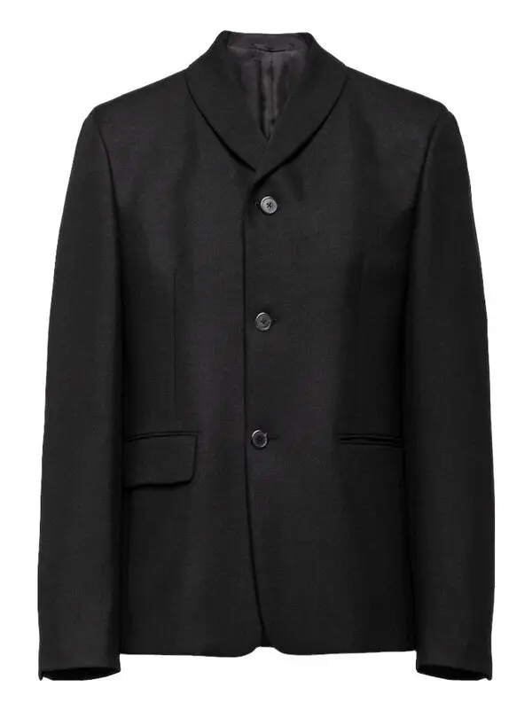 Prada Wool Long-sleeved Suit Jacket - Black