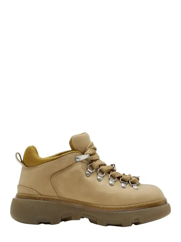 Burberry Round-toe Chunky Sole Lace-up Boots - Brown