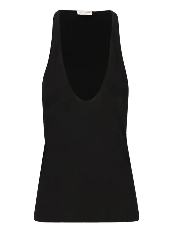 Saint Laurent U-neck Sleeveless Tank Top - Black