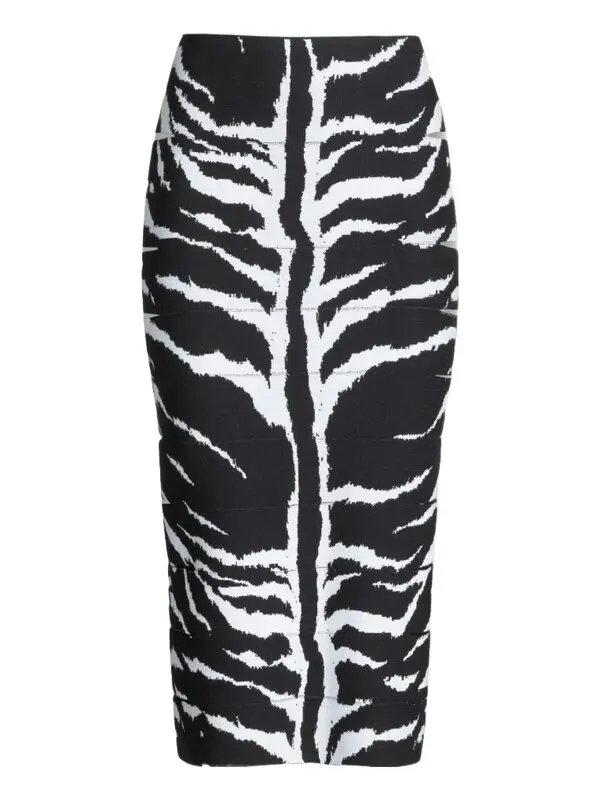 Alaïa Zebra-jacquard Cut-out Detailed Midi Skirt - No