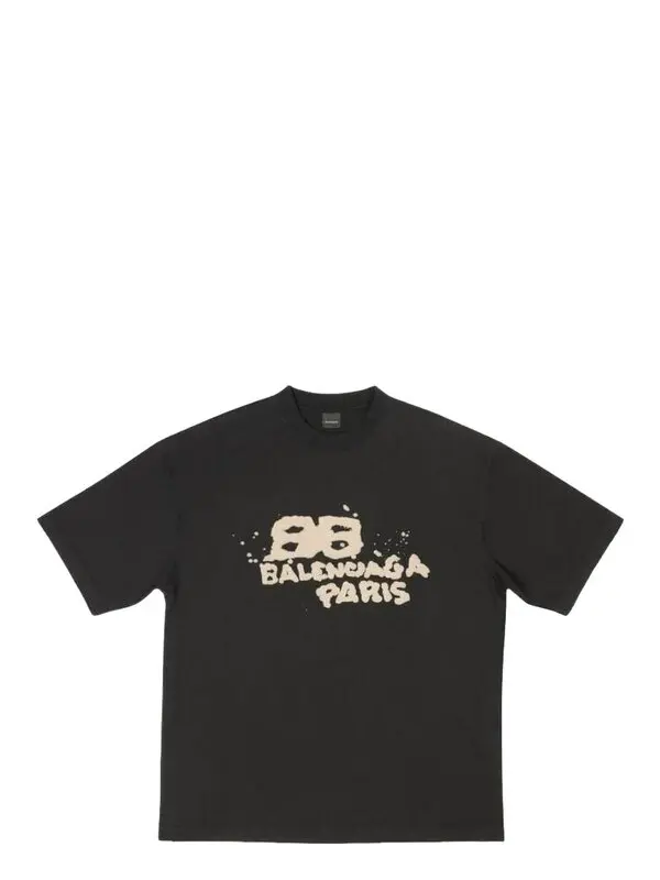 Balenciaga Hand-drawn Bb Icon T-shirt Medium Fit - Black