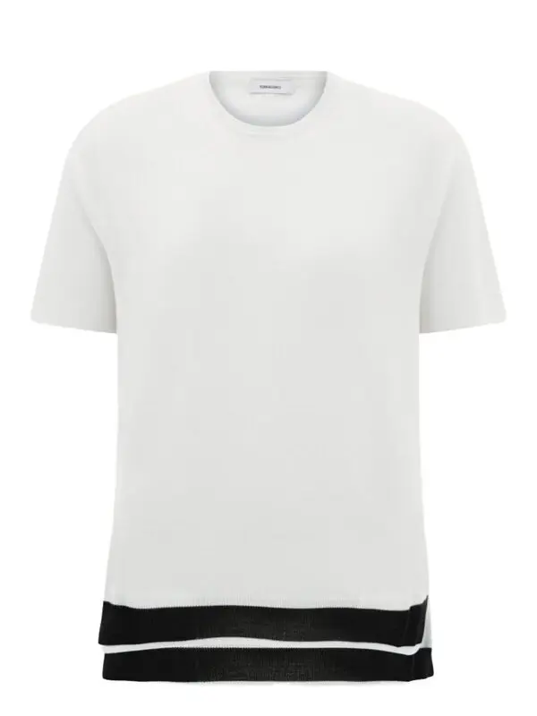 FERRAGAMO Knitted Silk T-shirt - White/black