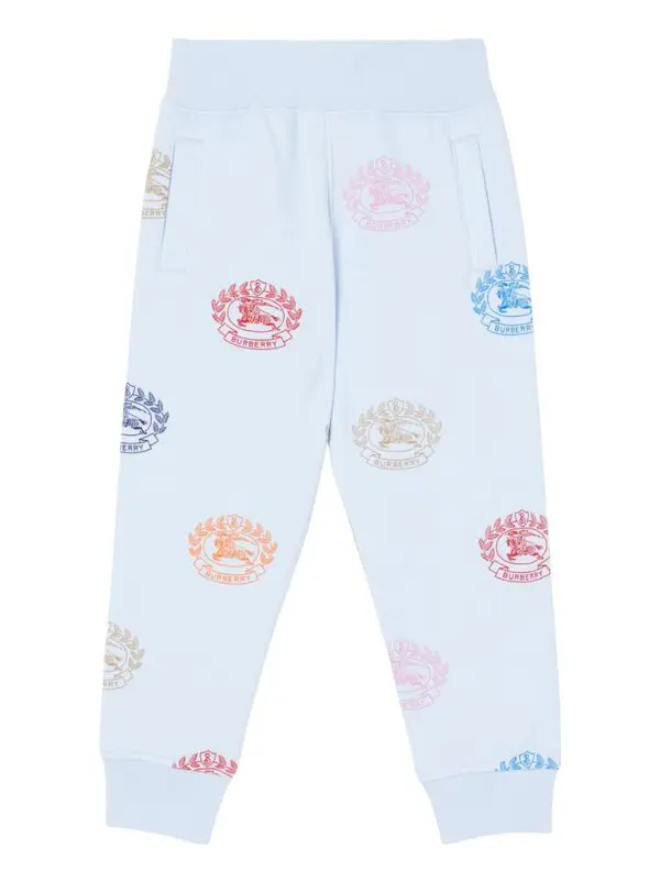 Burberry Ekd-print Cotton Track Pants - Blue