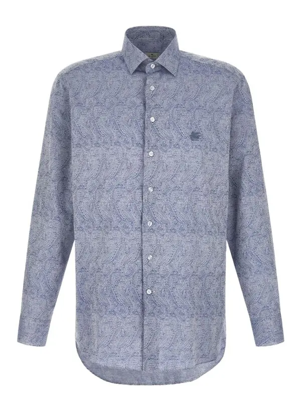 Etro Paisley Jacquard Long-sleeved Shirt - Blue
