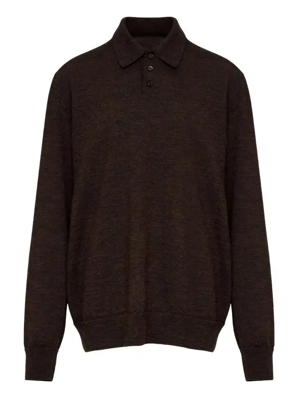 MAISON MARGIELA Elbow-patch Wool Polo Shirt - Brown