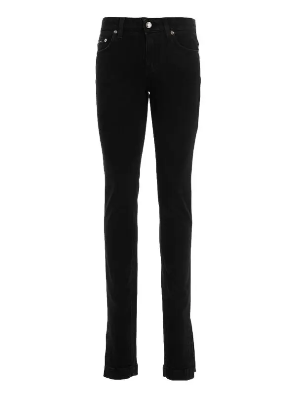 Dolce & Gabbana Logo Plaque Stretch Denim Jeans - Black