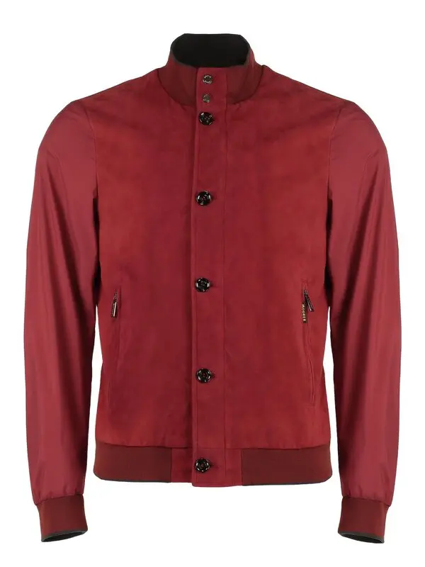 MOORER Mezzano Button-up Bomber Jacket - Red