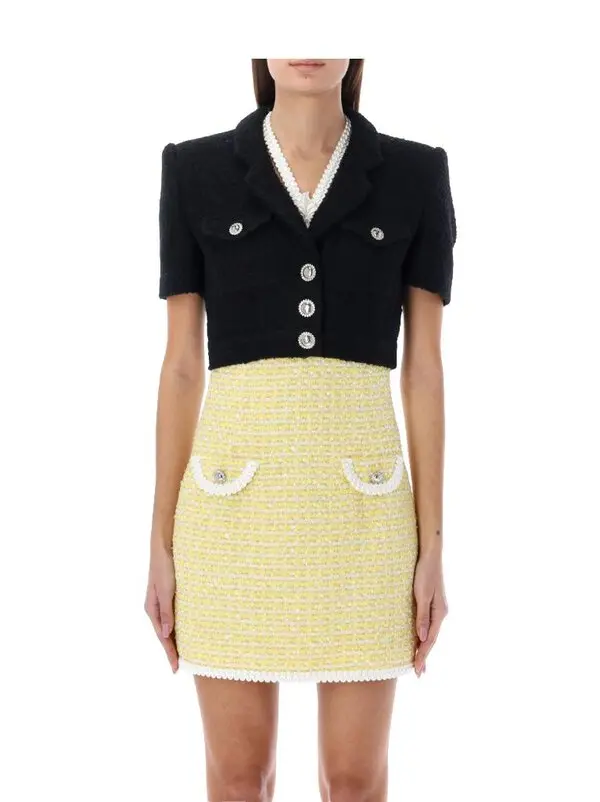 Alessandra Rich Short Sleeves Cropped Jacket - Multicolor