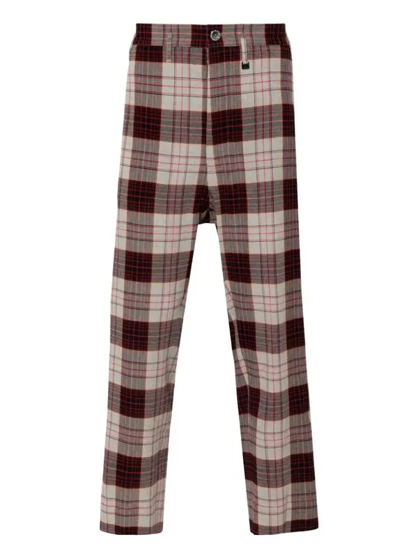 VIVIENNE WESTWOOD Cropped Plaid Trousers - Red/multicolour