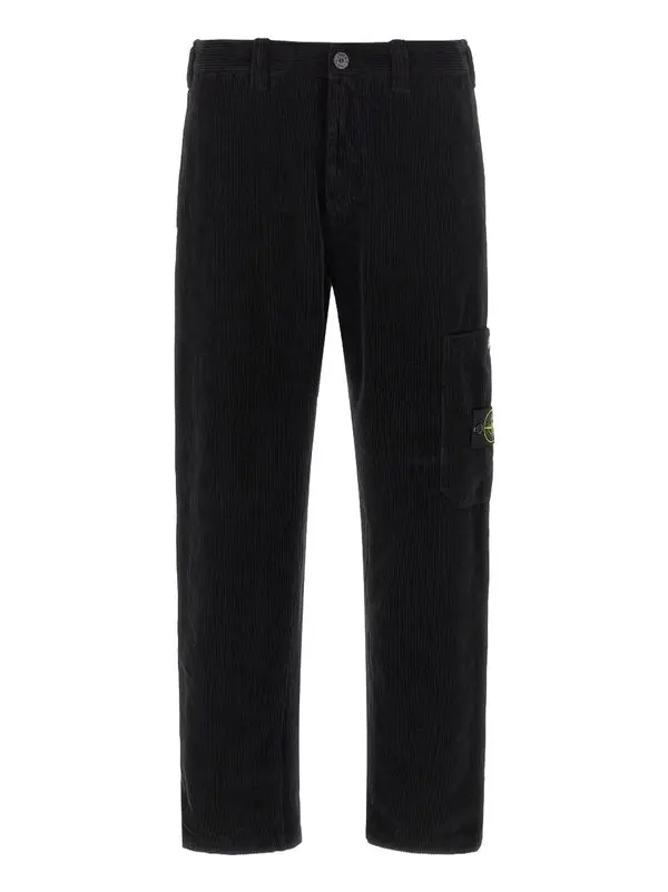 Stone Island Corduroy Cargo Trousers - Black