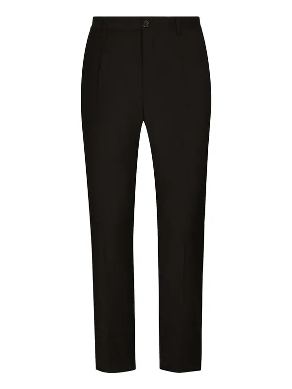Dolce & Gabbana Logo Embroidered Straight Leg Trousers - Black