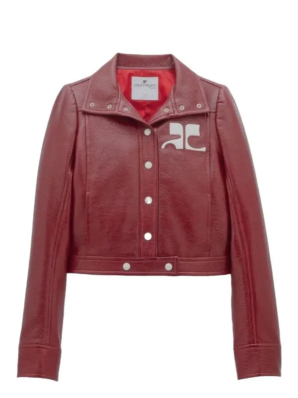 COURREGES Cropped Vinyl Jacket With Applique - Red