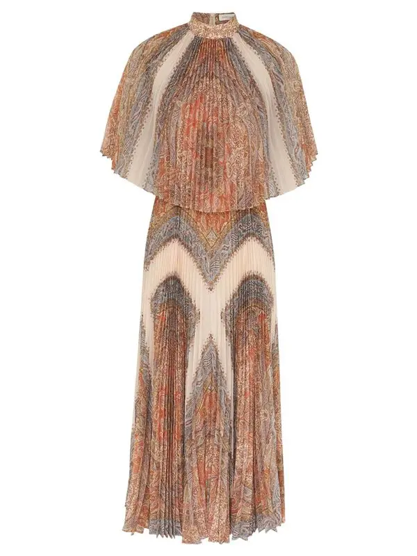 Zimmermann Illustration Sunray Round Neck Midi Dress - Paisley Haze