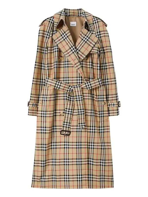 Burberry Vintage Check Belted Trench Coat - Nude